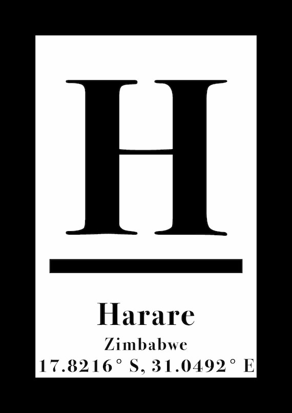 Harare Coordinates | Etsy