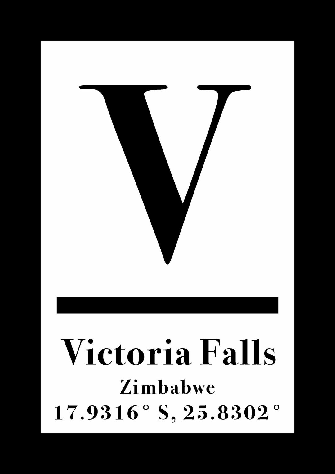 Victoria Falls Coordinates Digital Art - Etsy