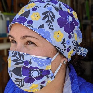 Reversible Scrub Hat and Matching Mask Set- FREE Shipping!!! Reusable ...
