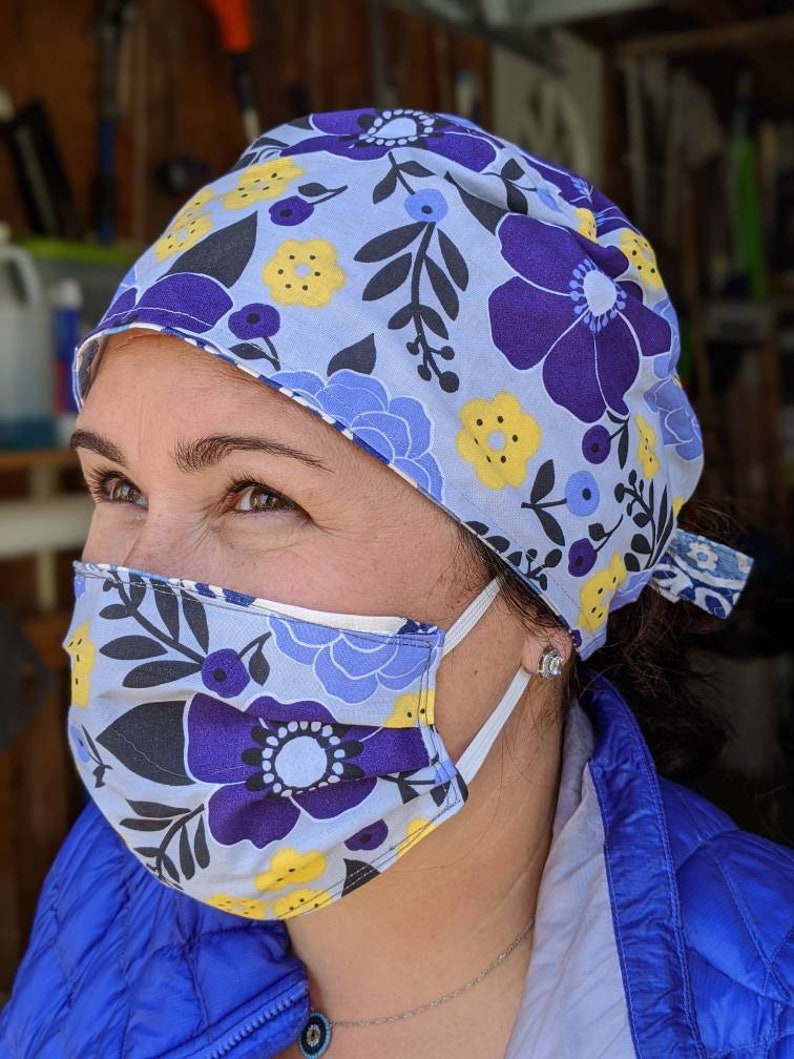 Reversible Scrub Hat and Matching Mask Set- FREE Shipping!!! Reusable ...