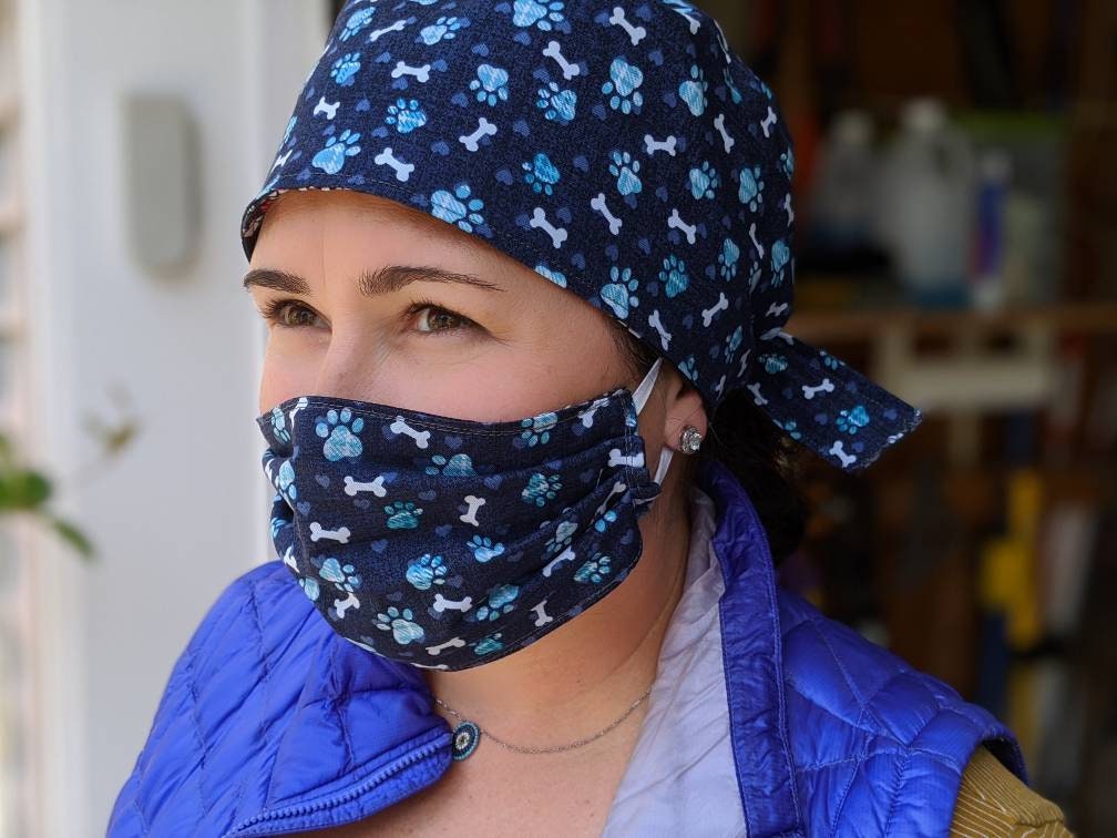 Reversible Scrub Hat and Matching Mask Set- FREE Shipping!!! Reusable ...