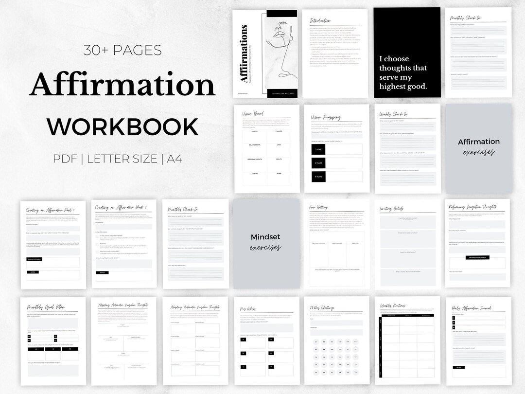 Affirmation Workbook, Affirmation Journal, Daily Affirmations, Mindset ...