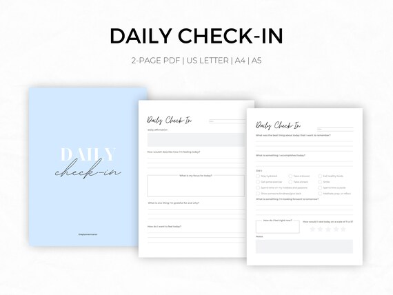 Daily Check in Journal Printable Daily Gratitude Printable - Etsy