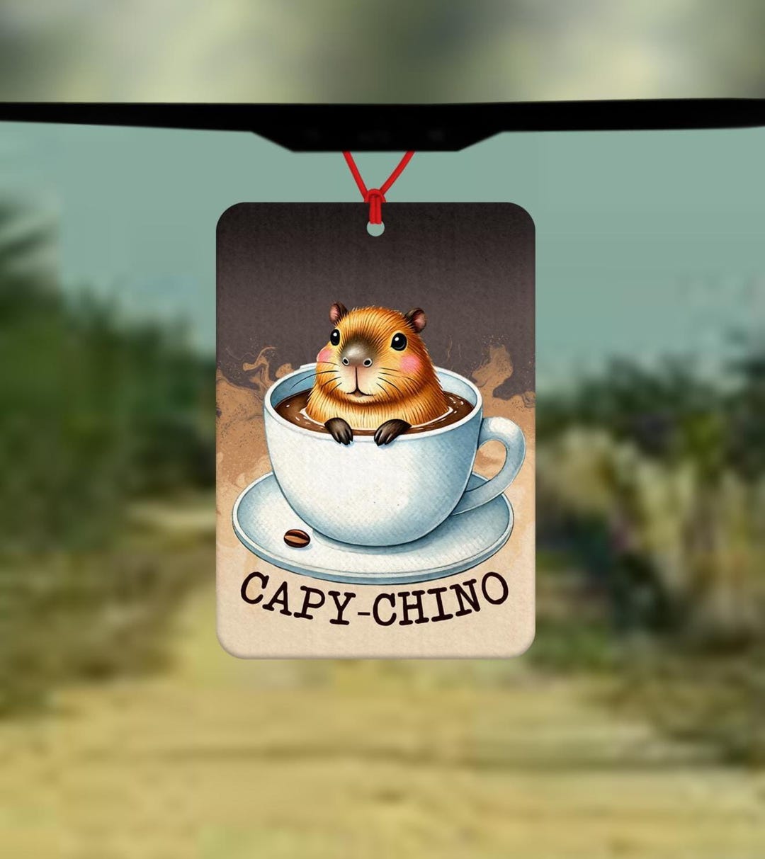 Capybara Car Air Freshener - Capybara Cappuccino - Car Accessory ...