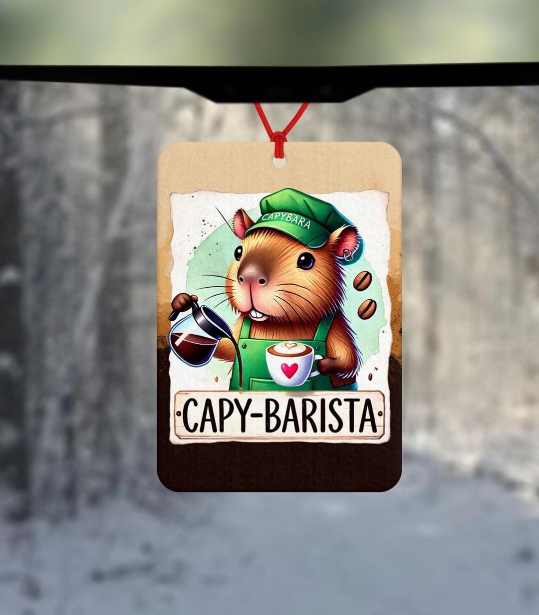 Capybara Car Air Freshener - Capybara Barista - Car Accessory ...