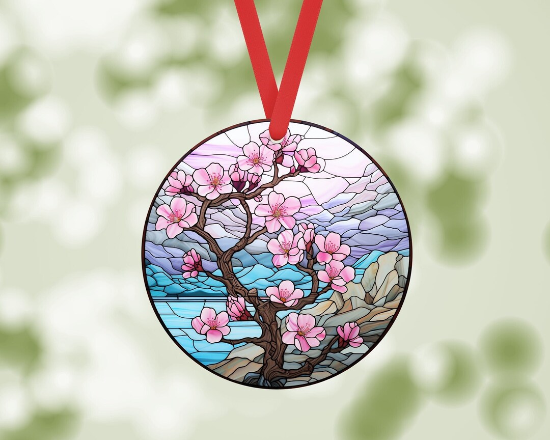 Pink Cherry Blossom Charm - Hanging Ornament - Car Charm - Christmas ...