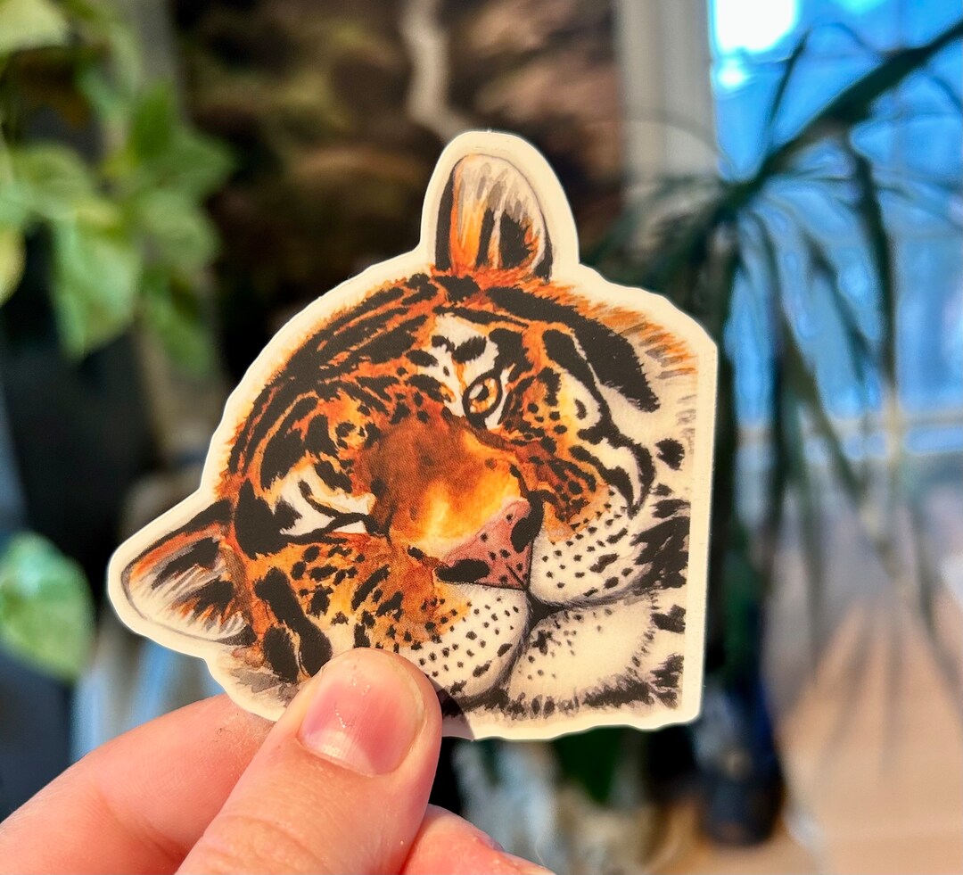 Tiger Sticker Watercolor Original Art Vinyl Waterproof Decal - Etsy