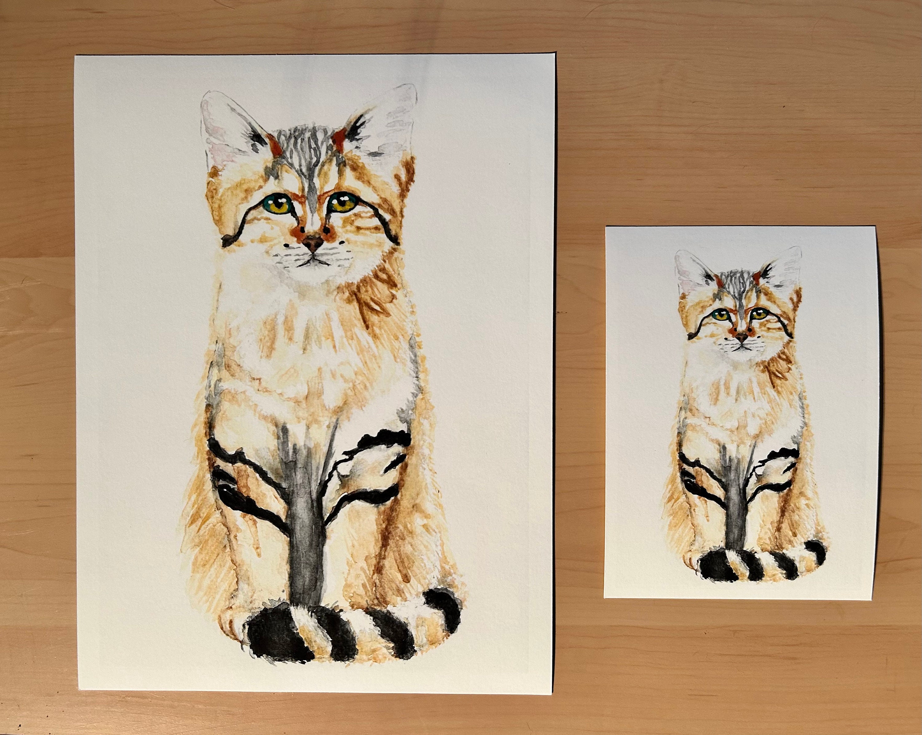 Sand Cat Art Print Watercolor Original Wall Art - Etsy