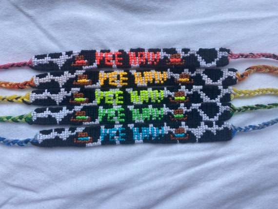Handmade Woven YEE HAW Cow Print Friendship Bracelet VSCO | Etsy