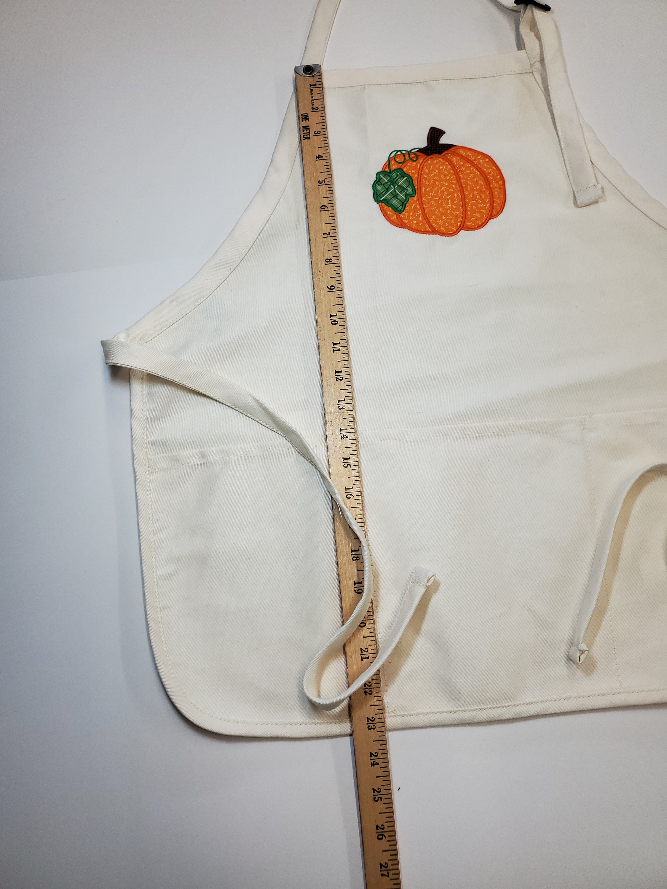 Apron With Embroidery of Pumpkin Cream Color - Etsy