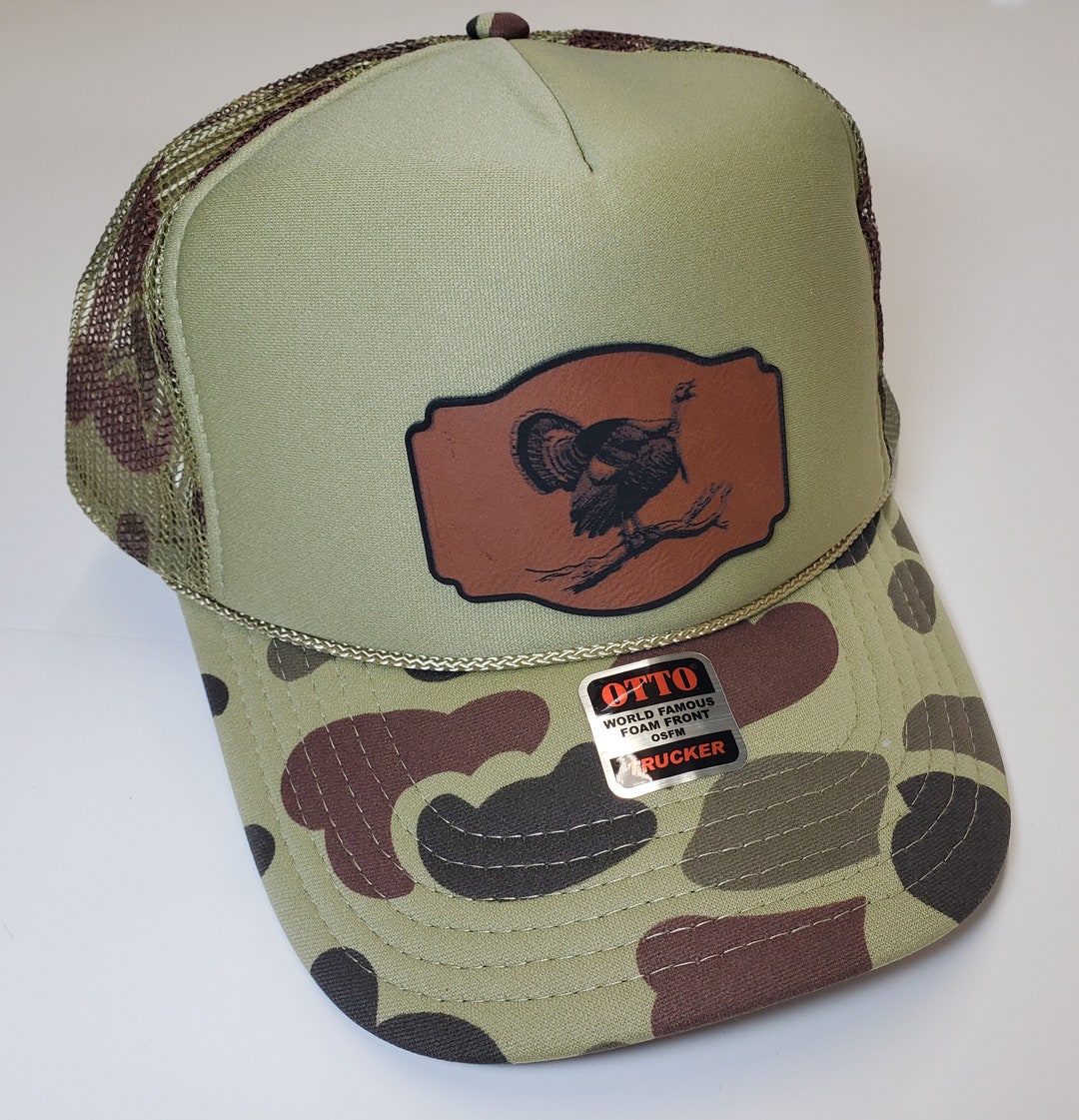 Turkey Leather Patch Turkey Hunt Wild Turkey Trucker Hat Camo - Etsy