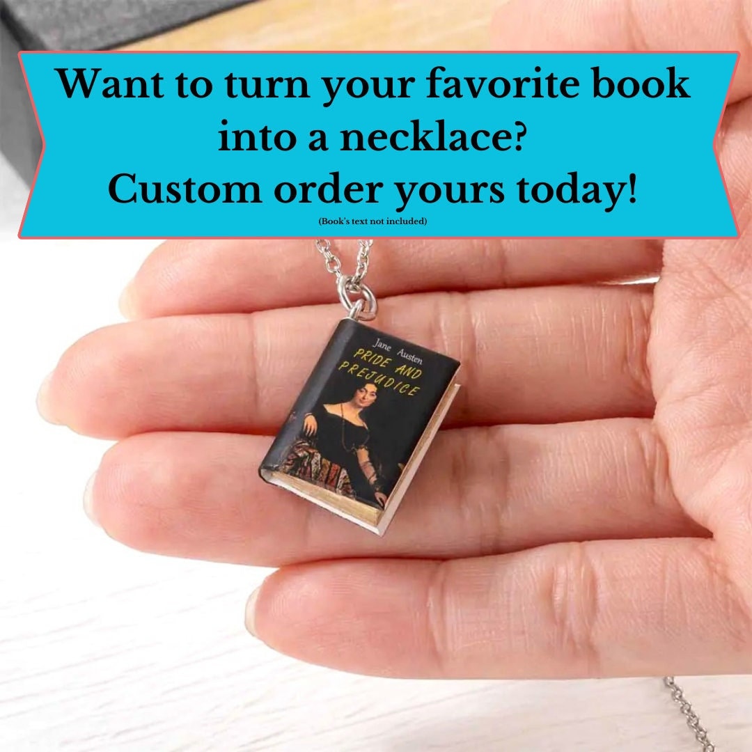 Custom Book Necklace, Personalized Tiny Books, Real Book Chain Necklace ...