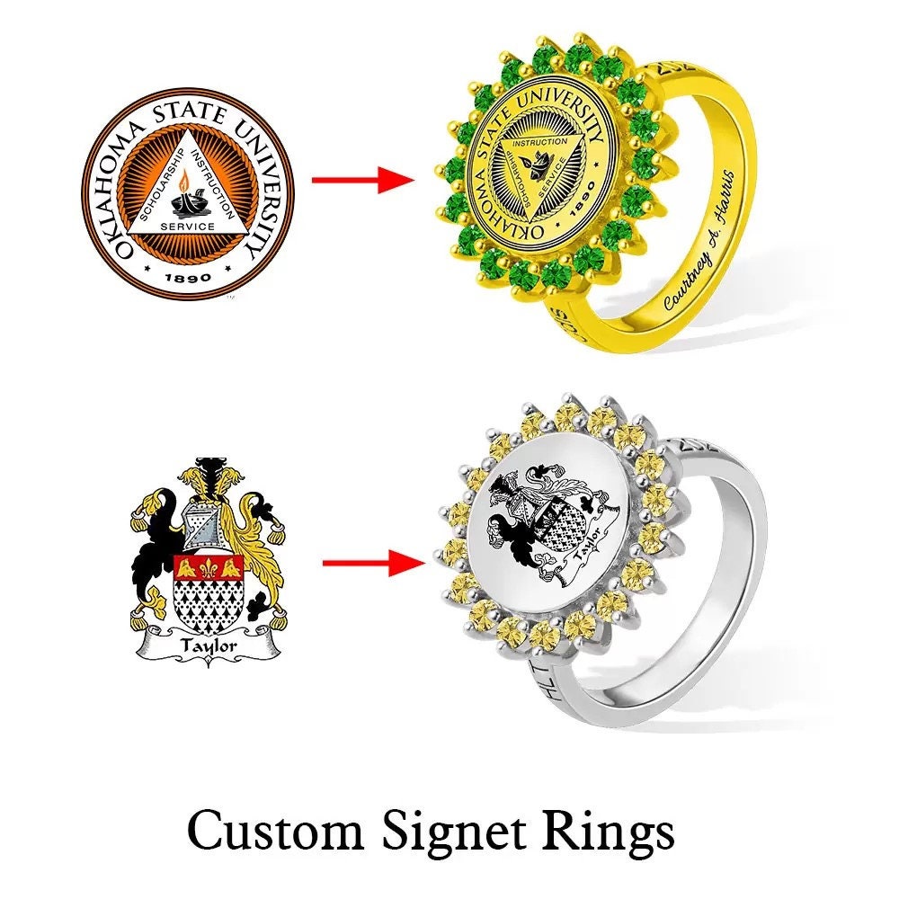 Class Rings, Signet College Class Ring, Custom Crest Ring, Graduation ...