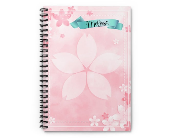 Custom Sakura Cherry Blossom Spiral Notebook Ruled Line, Customized ...