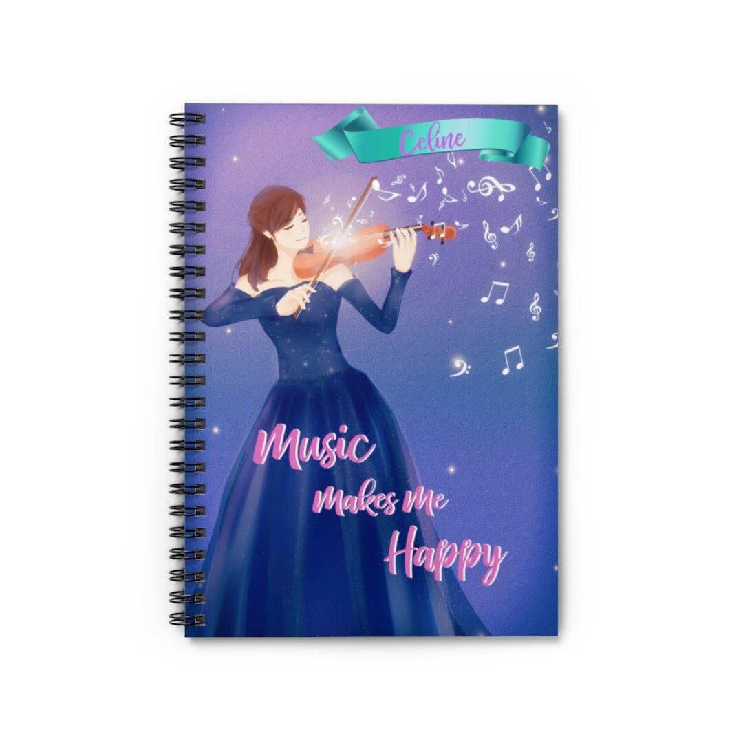 Music Makes Me Happy Spiral Notebook Personalized Music Journal ...