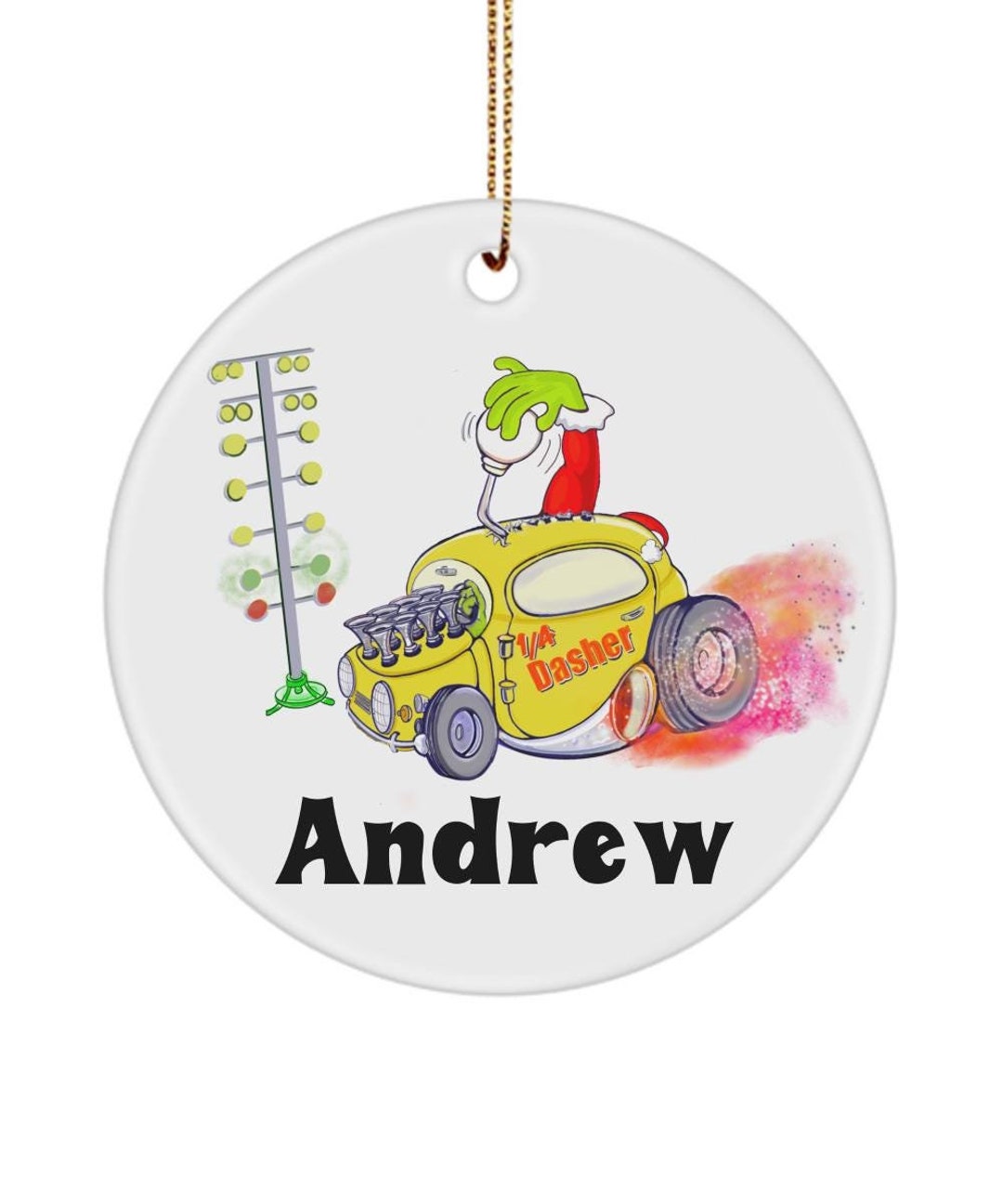 Personalized Round Christmas Tree Ornament - Drag Race Themed Gift for ...