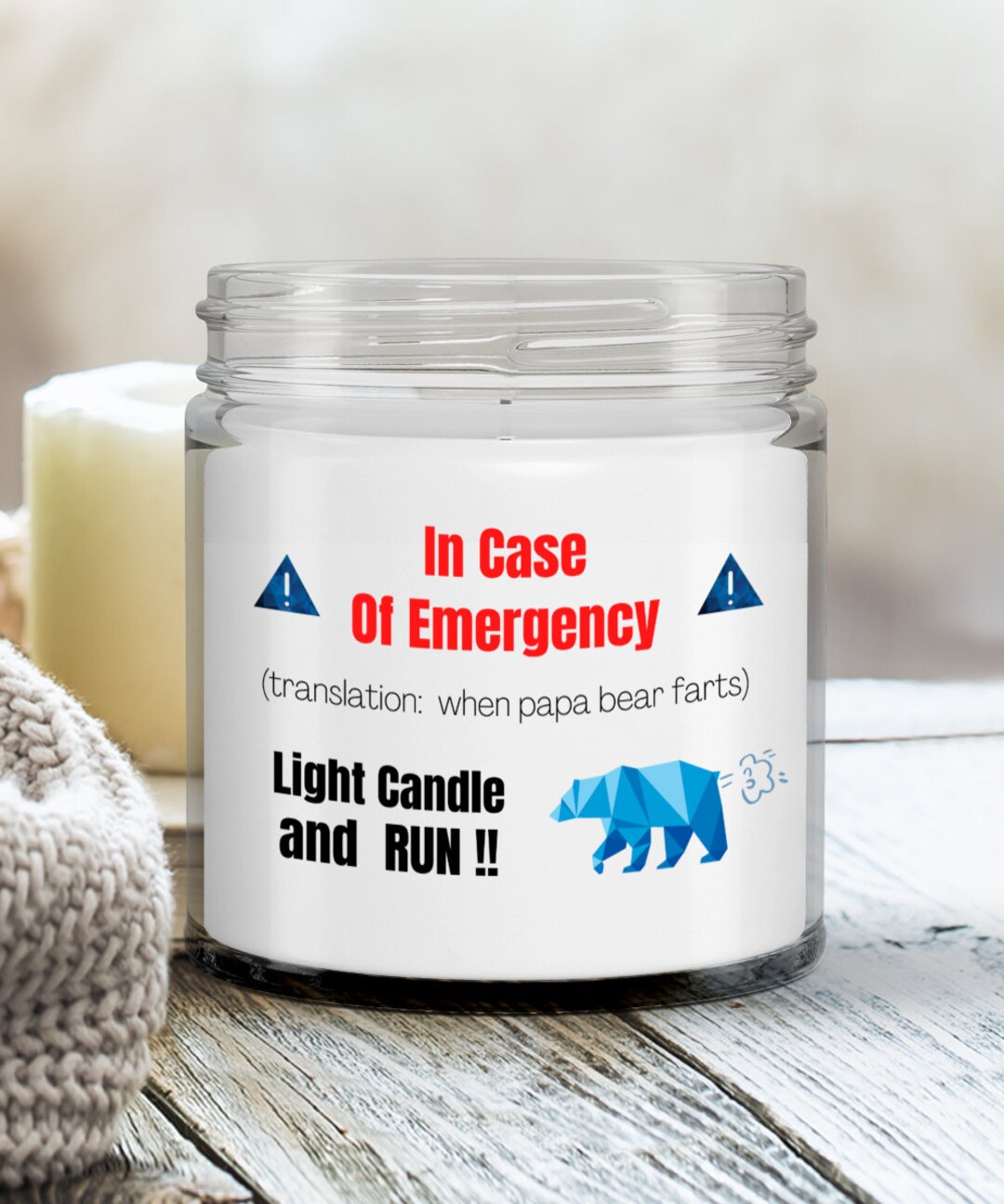 In Case of Emergency Humorous Candles in Jars Funny Fart Gifts Vanilla ...