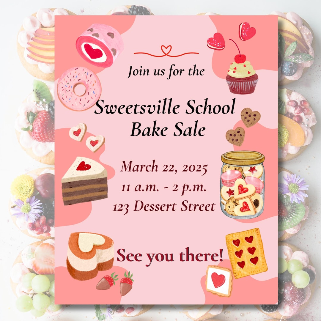 Editable Bake Sale Sign - Customizable Bake Sale Poster Template With ...