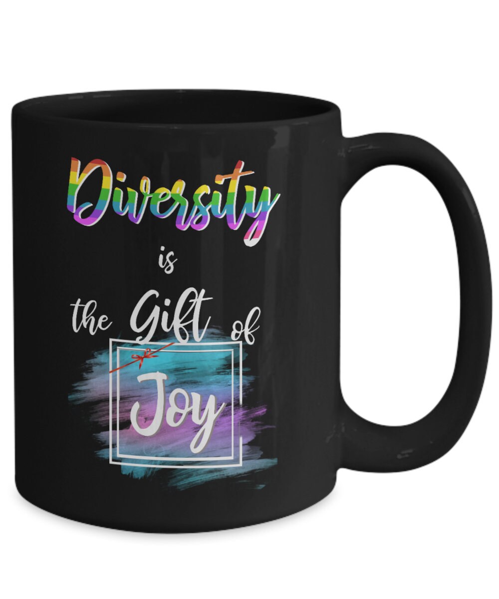 Diversity is the Gift of Joy Black Coffee Mug Colorful Cup - Etsy