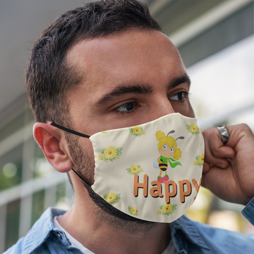 Be Happy Mask Bee Happy Face Mask Inspirational Face Mask - Etsy UK