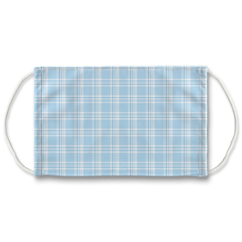 Blue Plaid Face Mask - Blue and White Plaid Mask, Tartan Pattern ...