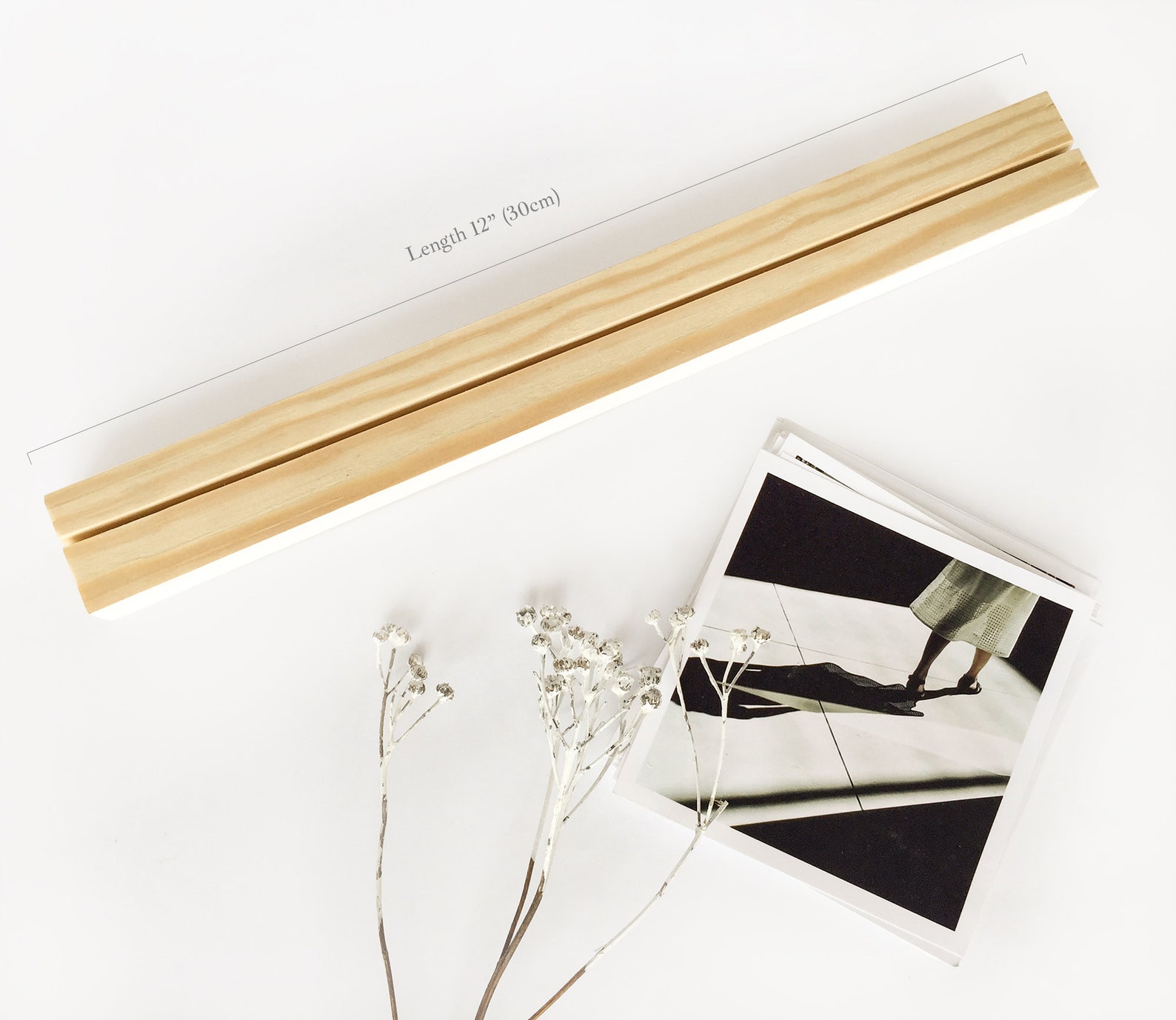 Wood Photo Holder, White Color Block Wooden Display Stand, Picture ...