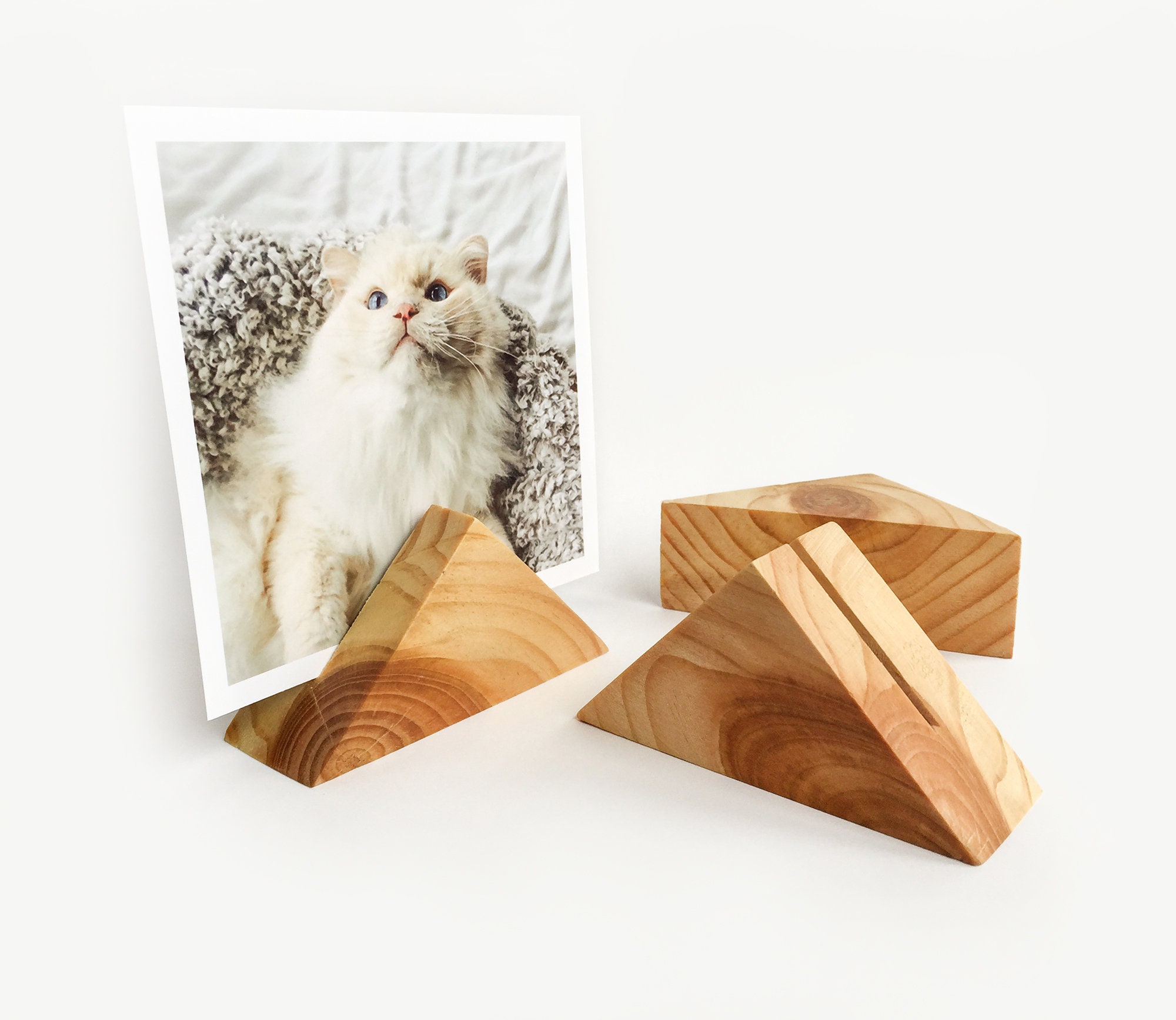 Triangle Wood Photo Holder, Card Holder, Place Card Holder - Etsy