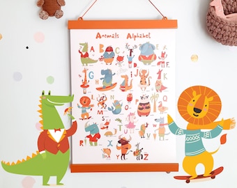 Alphabet Poster ABC Poster Animals Nursery Wall Art for Kids Alphabet ...