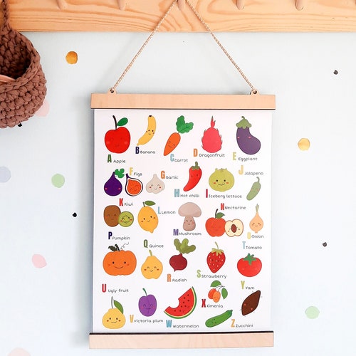Vegetable Alphabet Poster ABC Wall Art Alphabet Print Nursery - Etsy