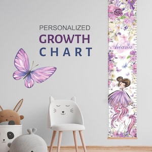 Personalized Growth Chart, Height Chart for Girls, Custom Gift, Room ...