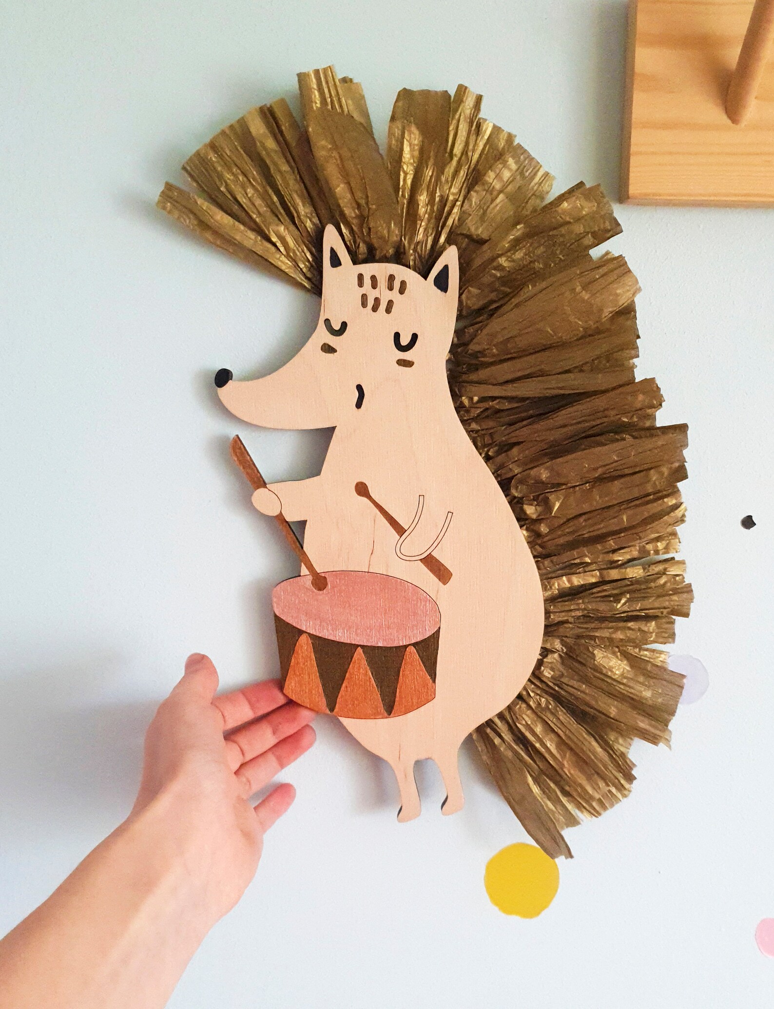 Hedgehog Raffia Wall Hanging Woodland Nursery Decor Wooden | Etsy