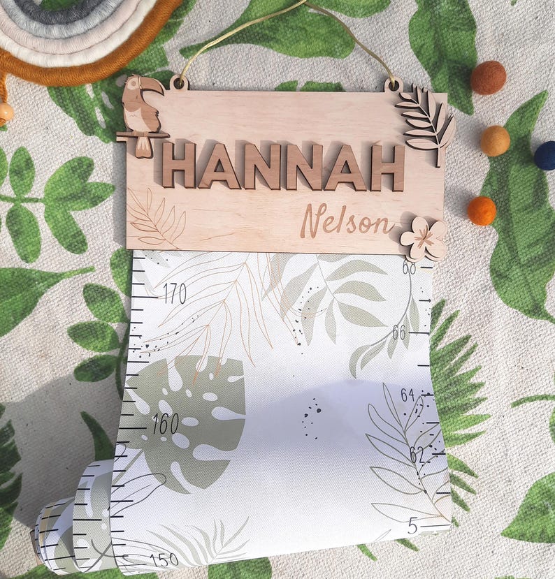 Personalized Jungle Growth Chart: Safari Nursery Decor, Birch Wood - Etsy