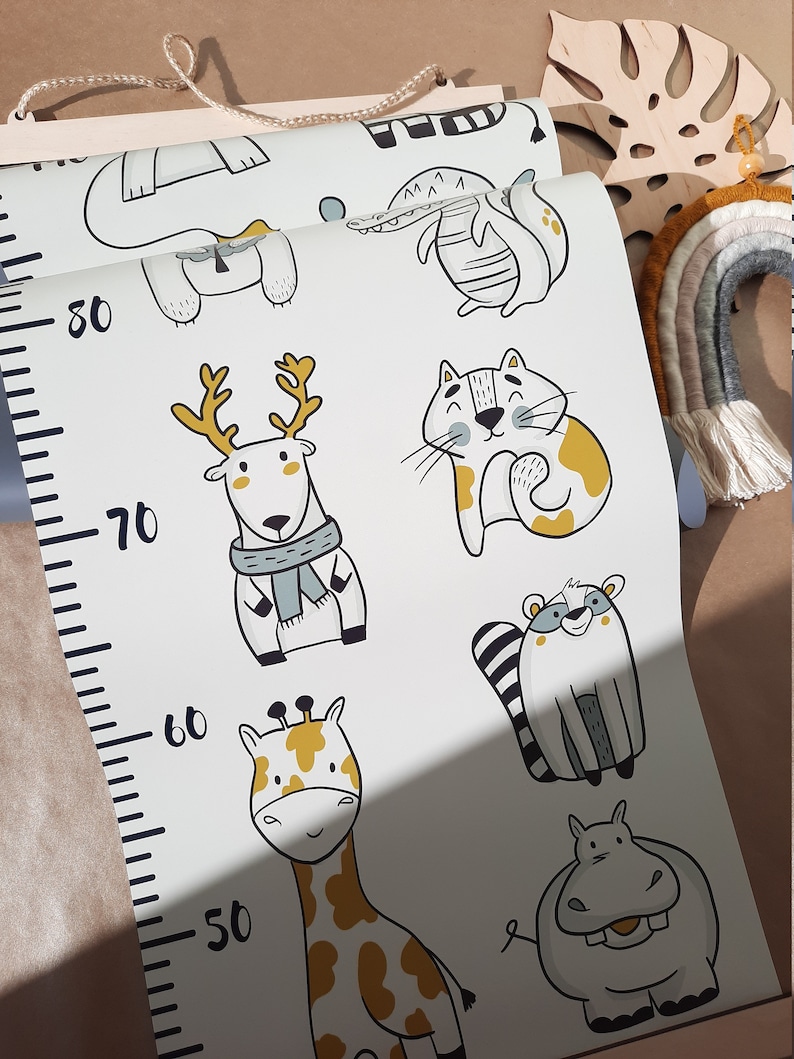 Personalized growth chart ruler ANIMALS Vinyl height meter | Etsy