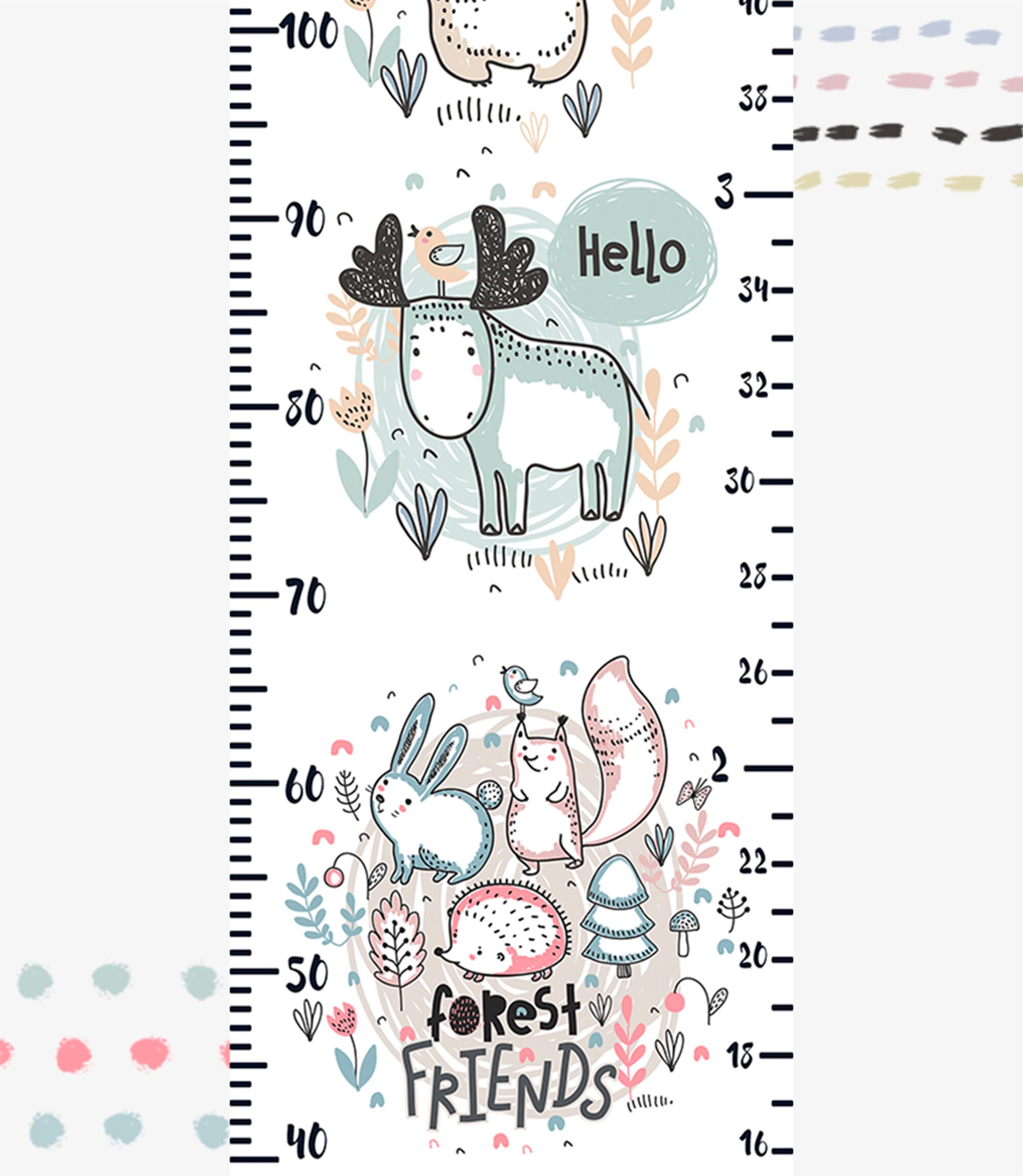 Woodland Animals Growth Chart Personalized Height Chart for - Etsy