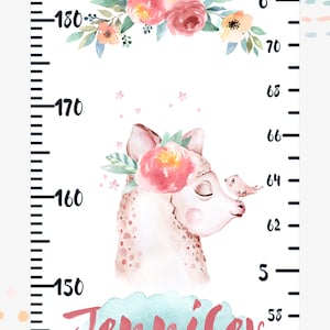 Llama Growth Chart, Height Chart for Kids Flowers, Llama Nursery Art ...