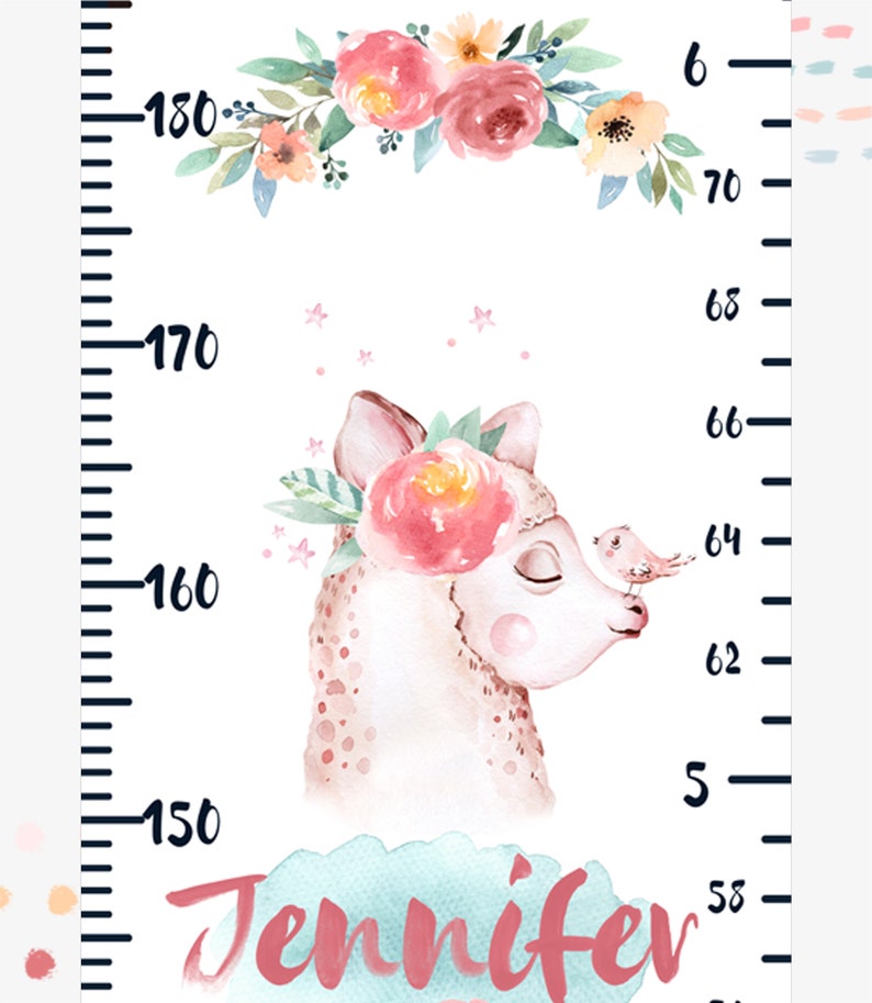 Llama Growth Chart Height Chart for Kids Flowers Llama - Etsy Hong Kong