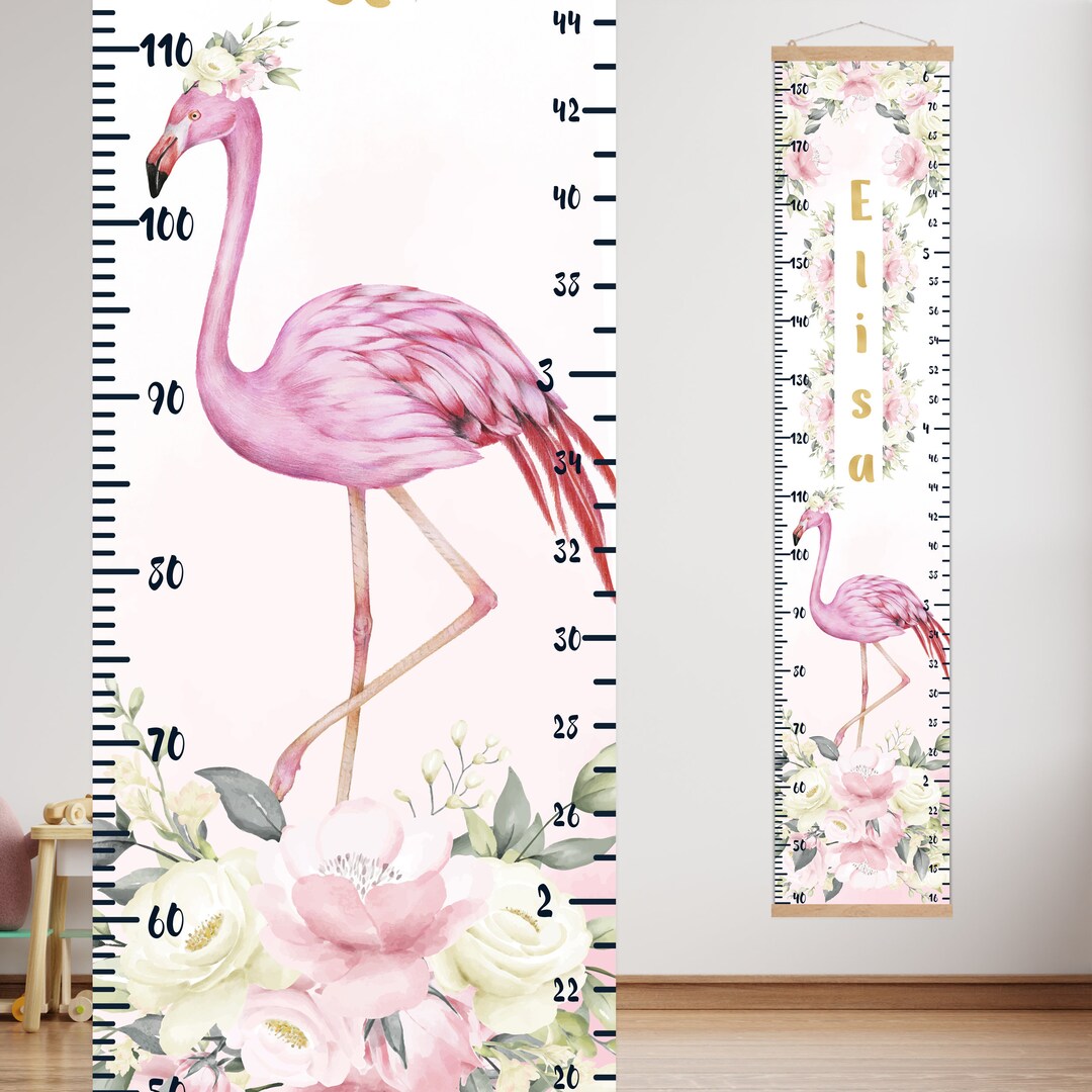 Flamingo Height Chart, Personalized Growth Chart Flowers, Girls Floral ...