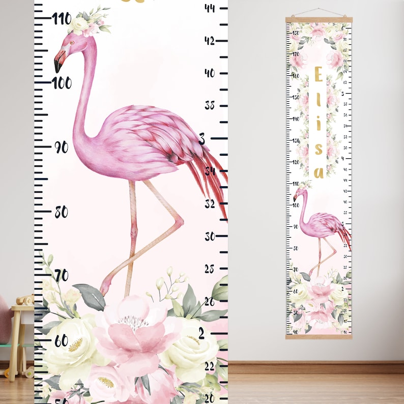 Flamingo Height Chart Personalized Growth Chart Flowers | Etsy