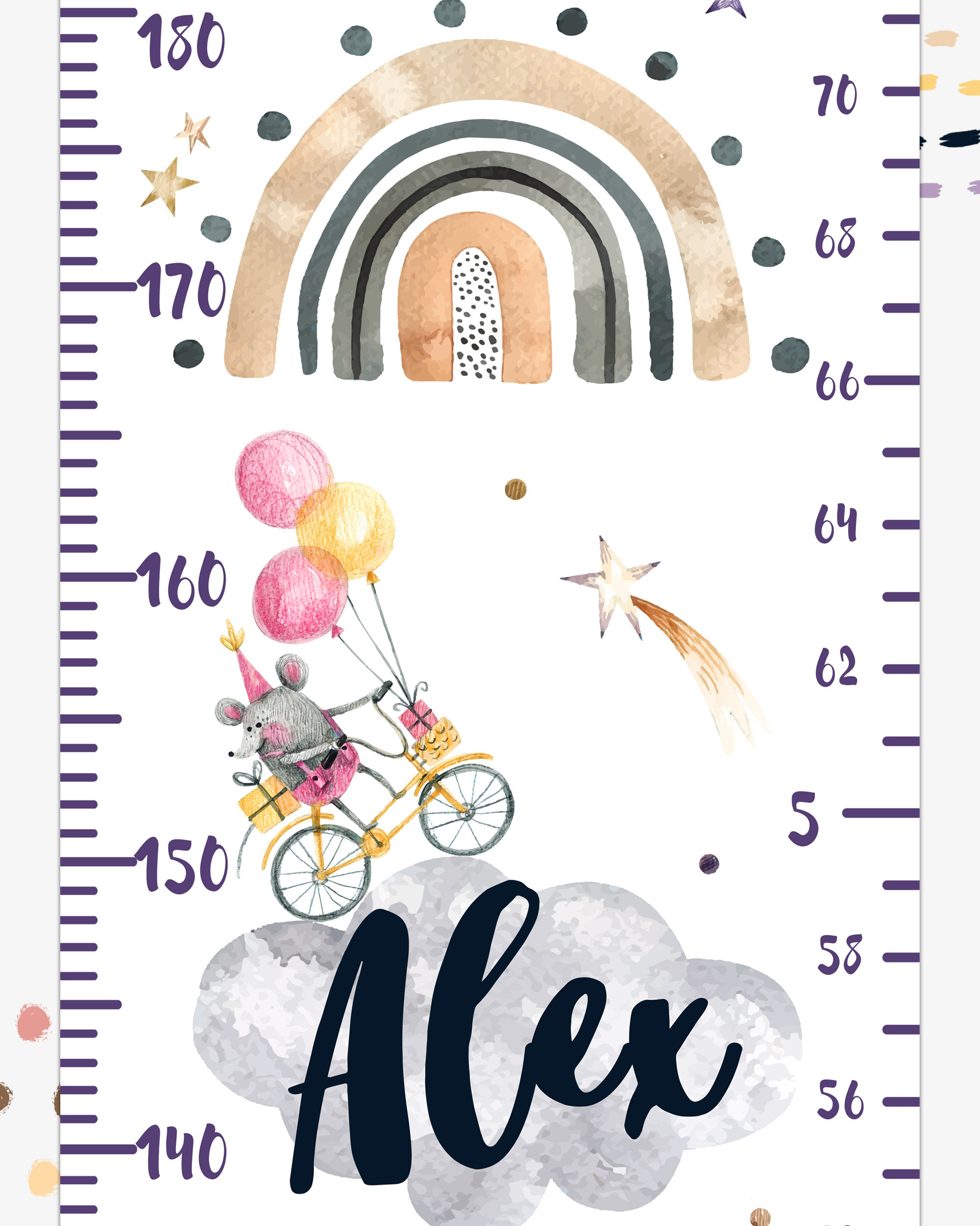 Rainbow Height Chart for Kids Growth Chart Ruler - Etsy