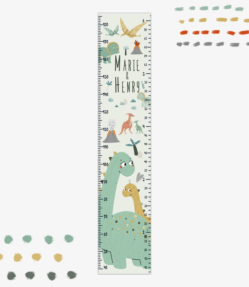 Dinosaur Growth Chart Dino Height Measurement Kids Ruler - Etsy