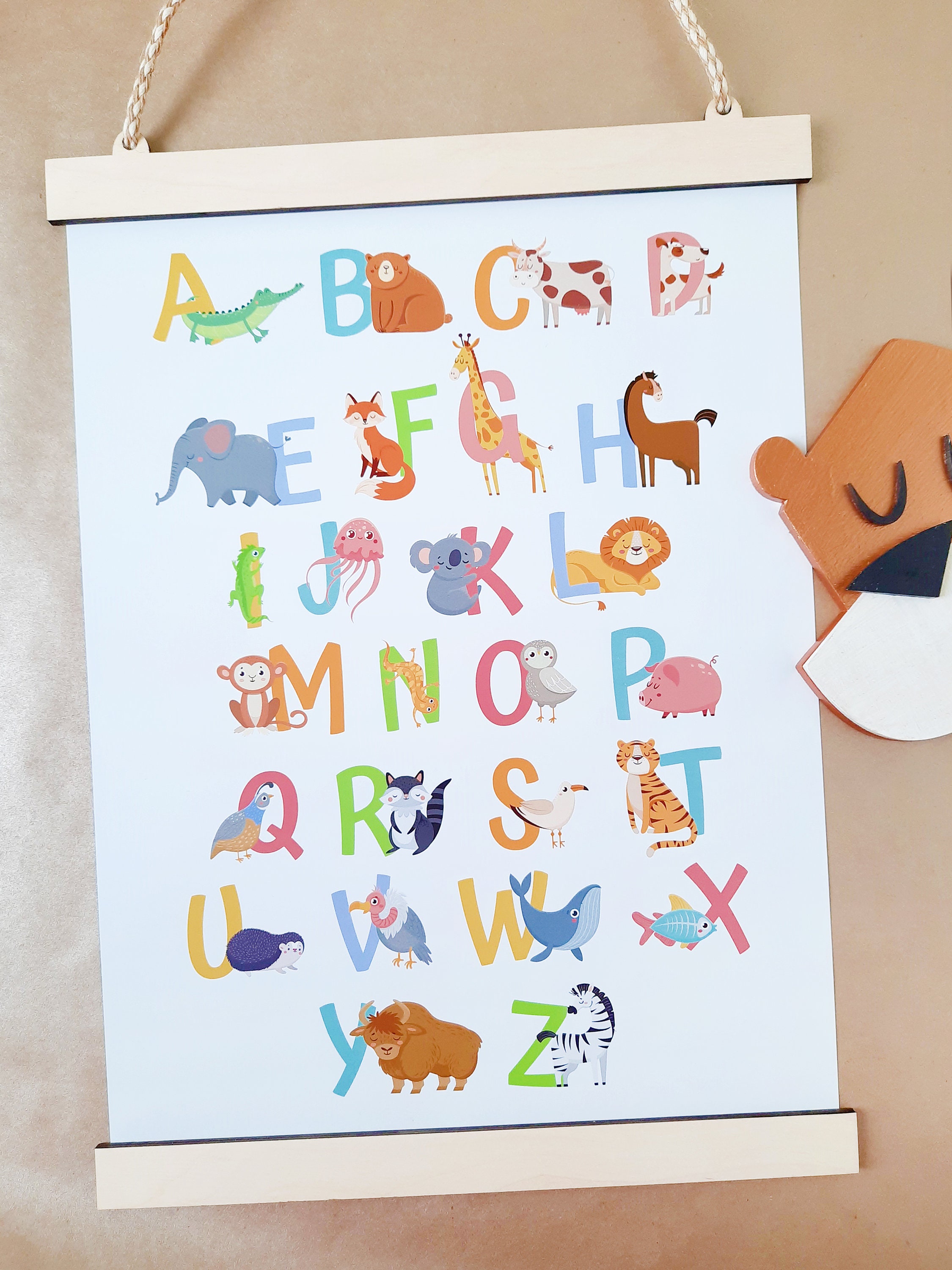 ABC Posters Animals Alphabet Wall Art Print Zoo Nursery | Etsy