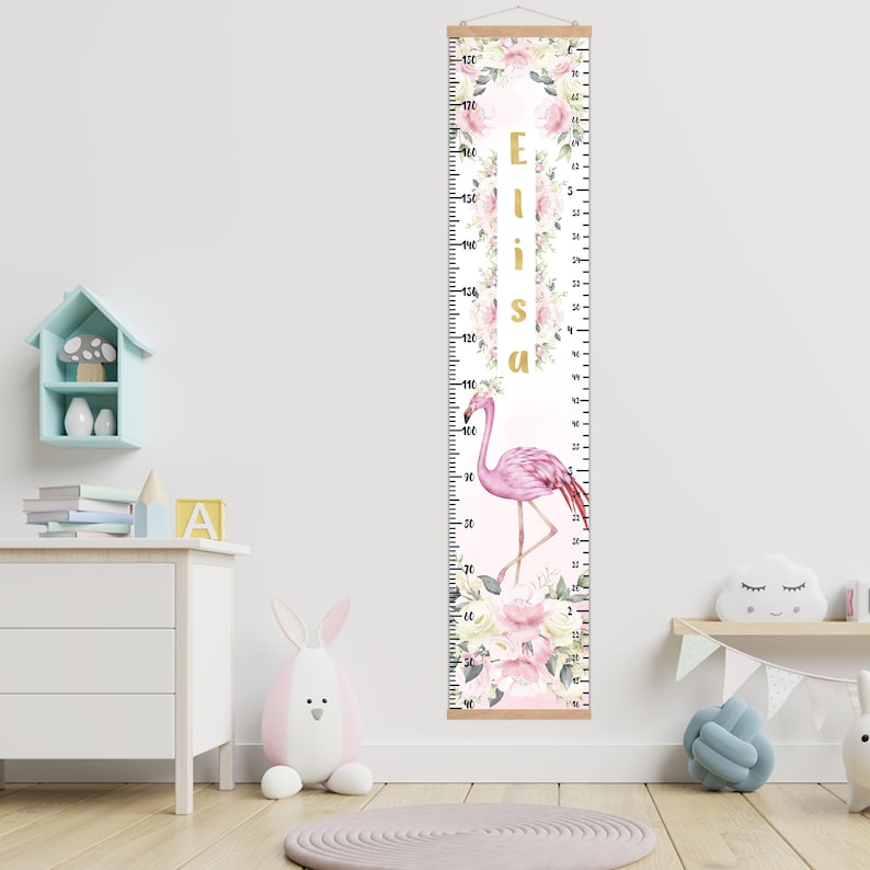 Flamingo Height Chart Personalized Growth Chart Flowers | Etsy