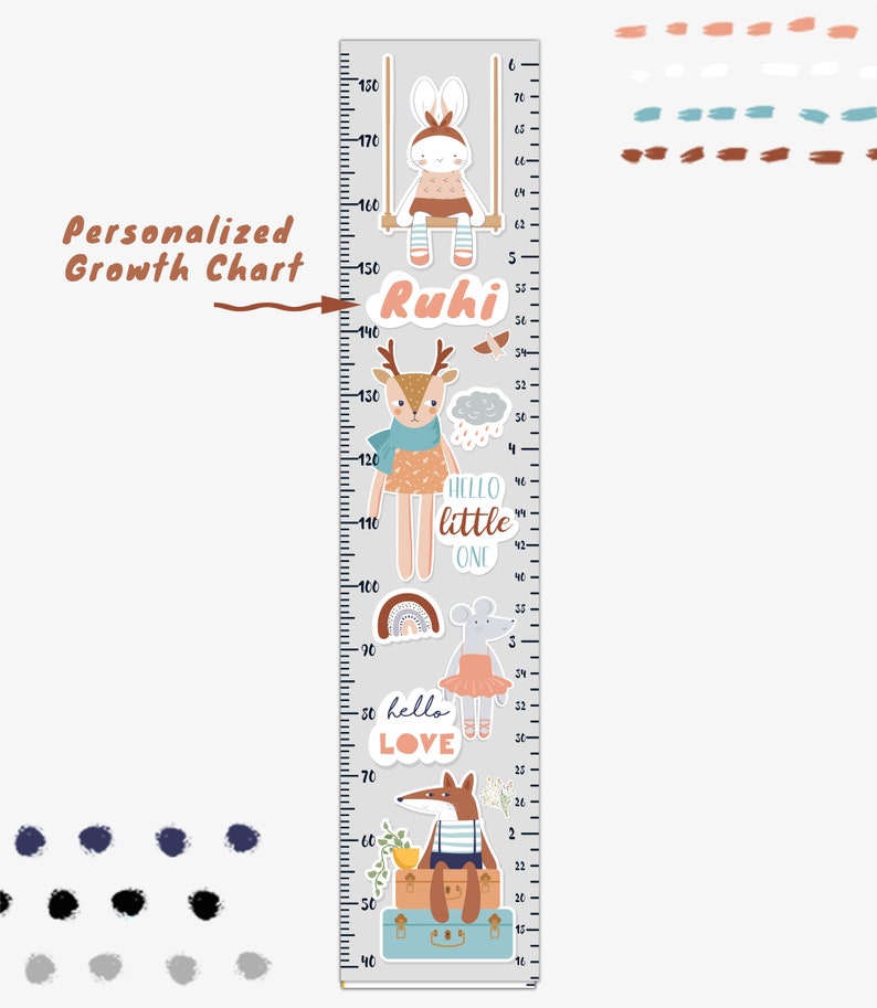 Personalized Height Chart for Girl Growth Chart Scandi Vinyl - Etsy