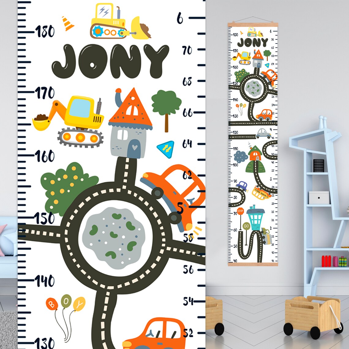 Road growth chart Personalized height chart for boy Cars | Etsy