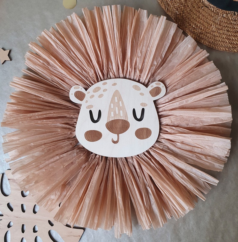 Lion Face Raffia Nursery Decor Wall Hanging Safari for Boy and - Etsy