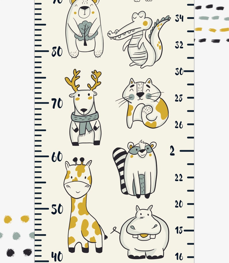 Personalized Growth Chart Ruler ANIMALS Vinyl Height Meter - Etsy