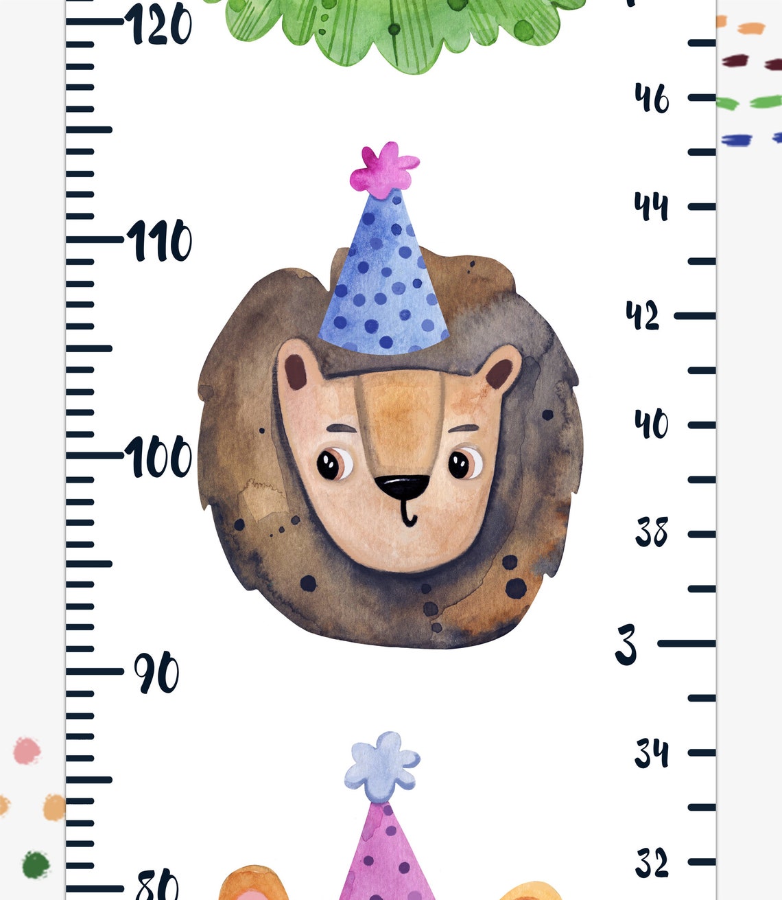 Growth chart animals Height chart for kids Watercolor nursery | Etsy