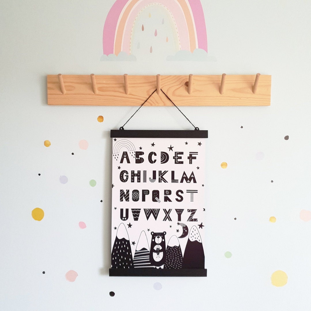 Scandi Alphabet Poster ABC Wall Art Alphabet Print Bear Nursery Decor ...