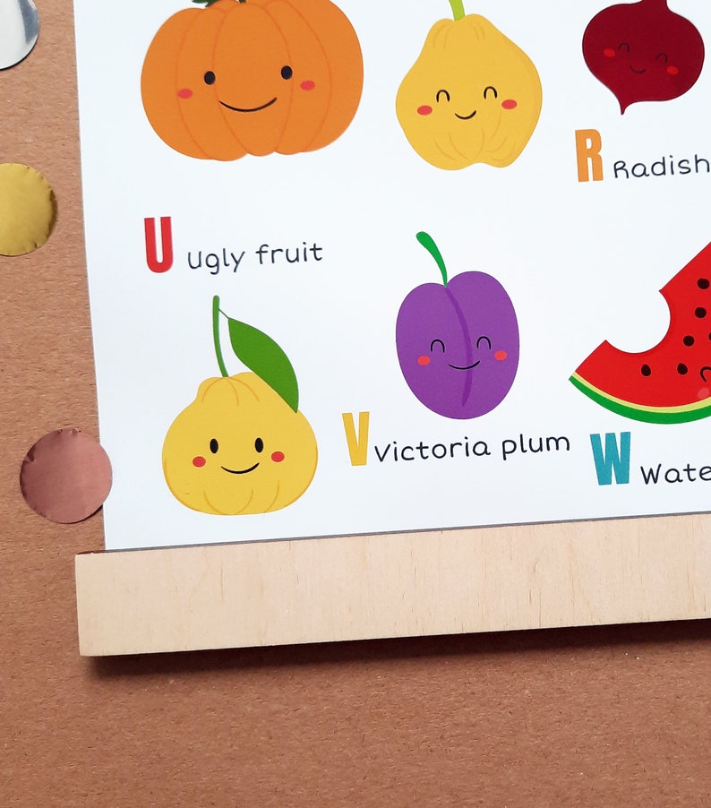 Vegetable Alphabet Poster ABC Wall Art Alphabet Print Nursery - Etsy