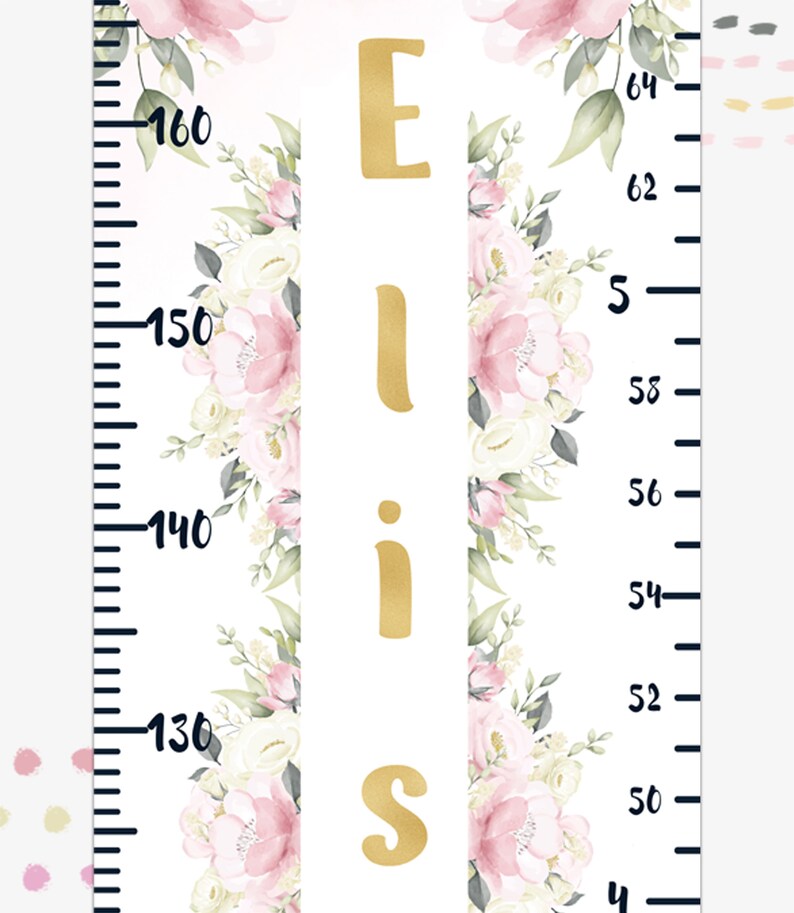 Flamingo Height Chart Personalized Growth Chart Flowers | Etsy
